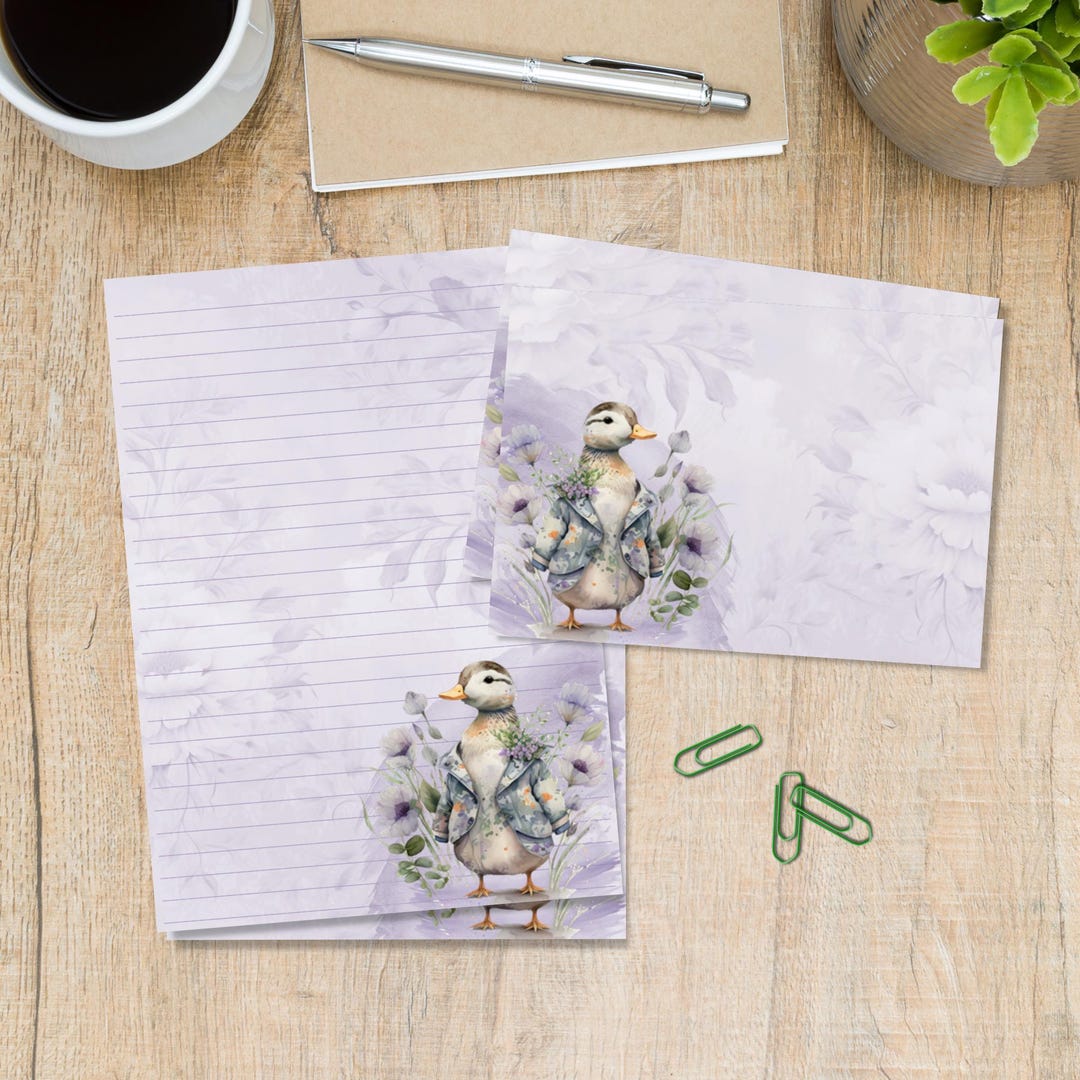 Duck in Jacket A5 Letter Writing Stationery Set, Cute Penpal Supplies ...