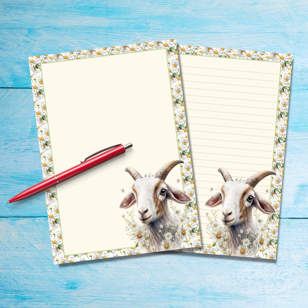 Daisy Goat A5 Letter Writing Paper, Cute Floral Stationery Lined or ...