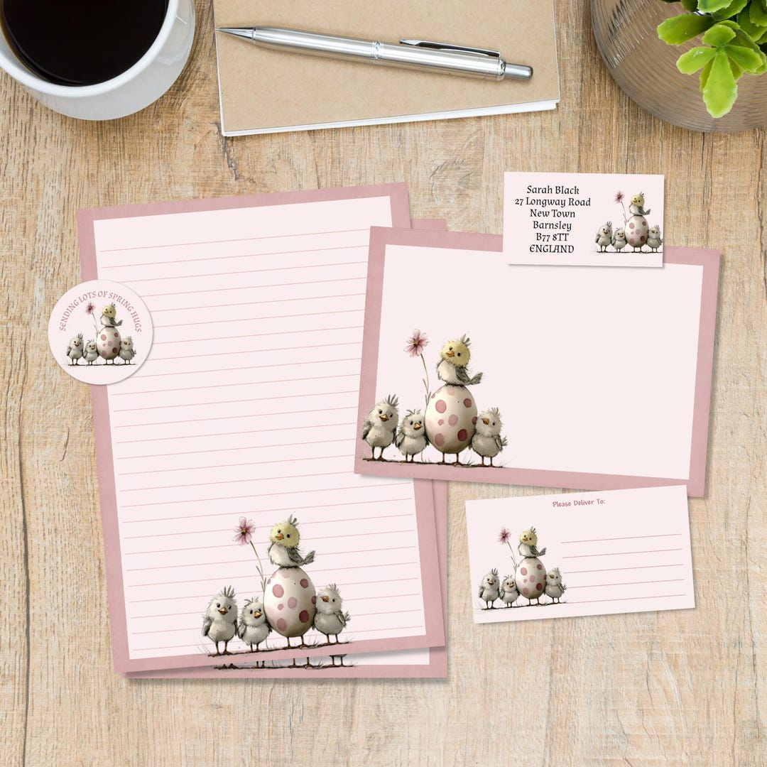 Four Chicks Letter Writing Kit, Matching Pen Pal Stationery Mail Set - Etsy