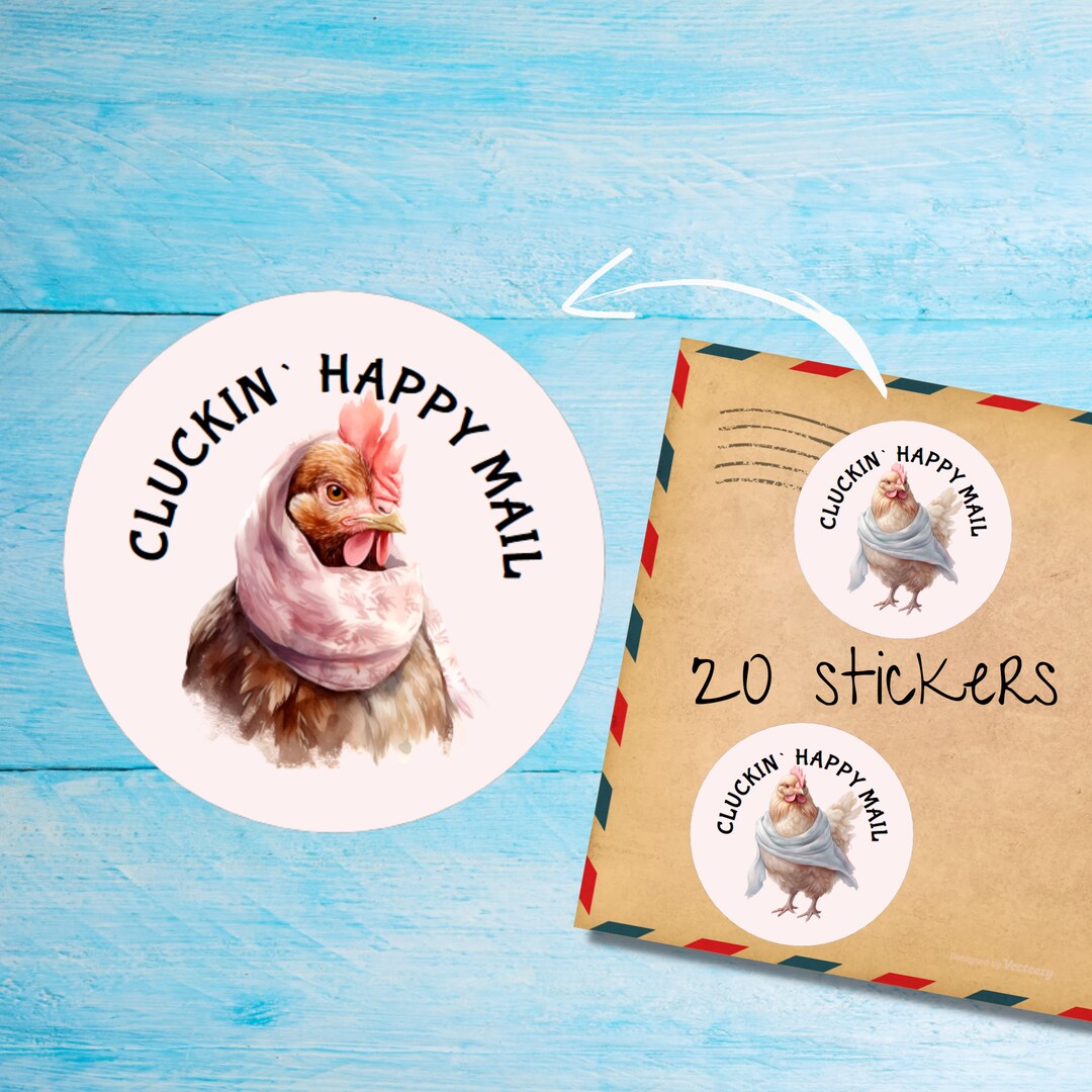 Hens-cluckin Mail Stickers Pack, Cute Individually Cut Round Matte ...