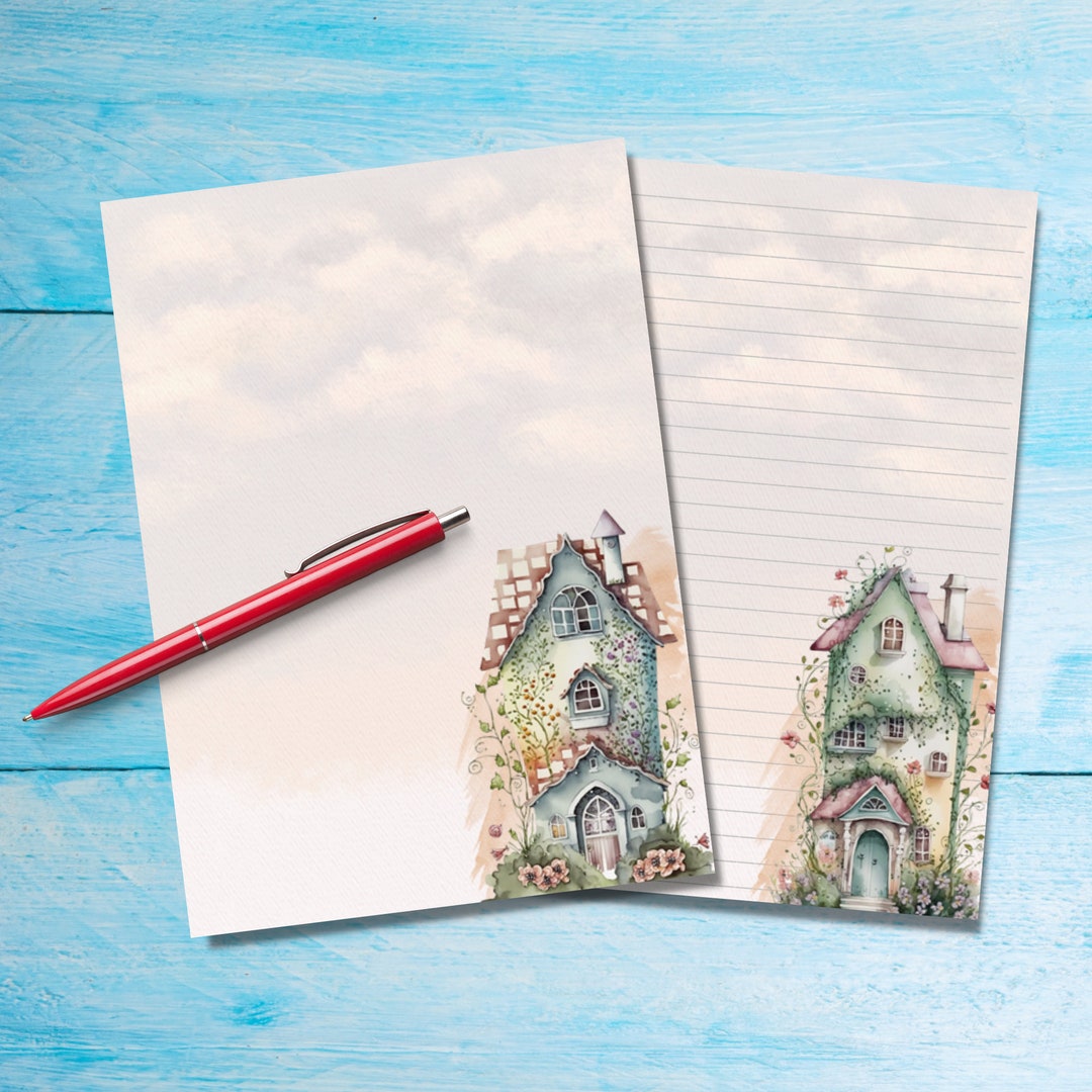 Tall Houses A5 Letter Writing Paper, Pen Pal Supplies, Stationery Lined ...