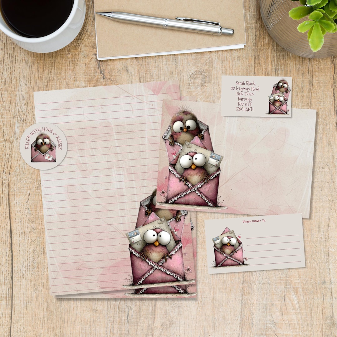 Postal Hugs Letter Writing Kit, Matching Pen Pal Stationery Mail Set ...