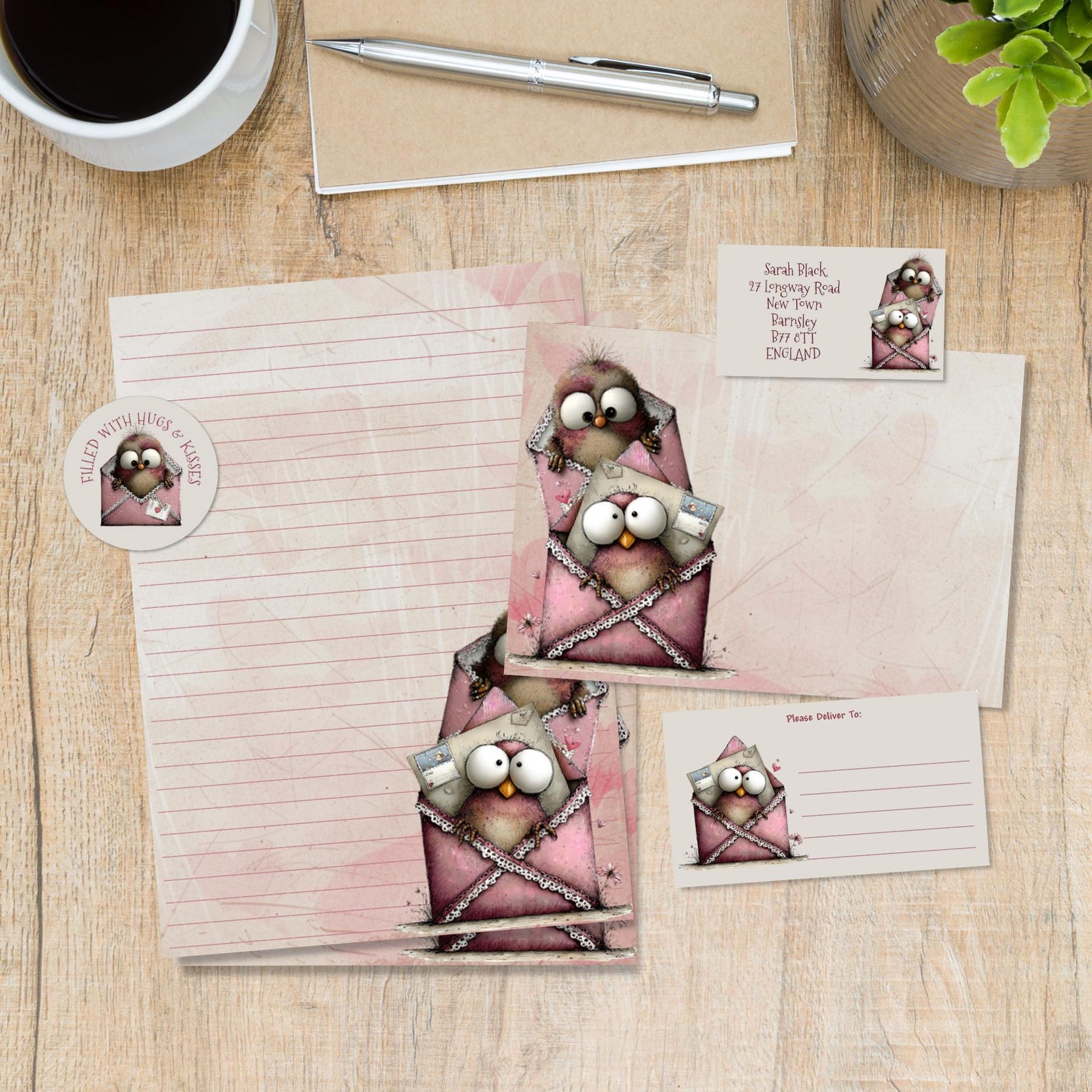 Postal Hugs Letter Writing Kit, Matching Pen Pal Stationery Mail Set ...