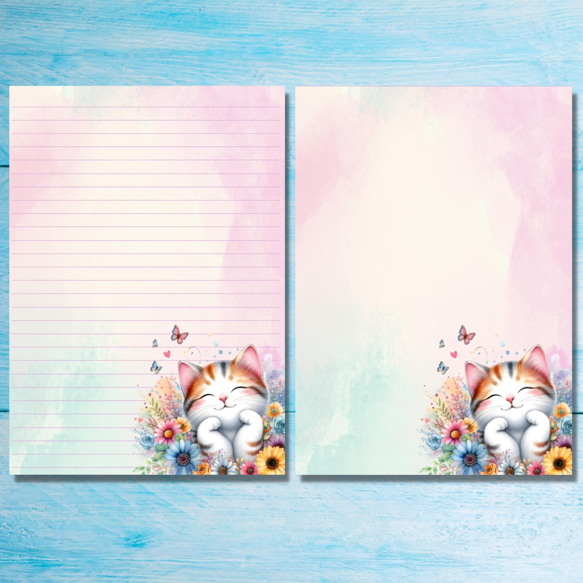 Smiley Cat Writing Paper, Cute A5 Pen Pal Supplies, Single Stationery ...