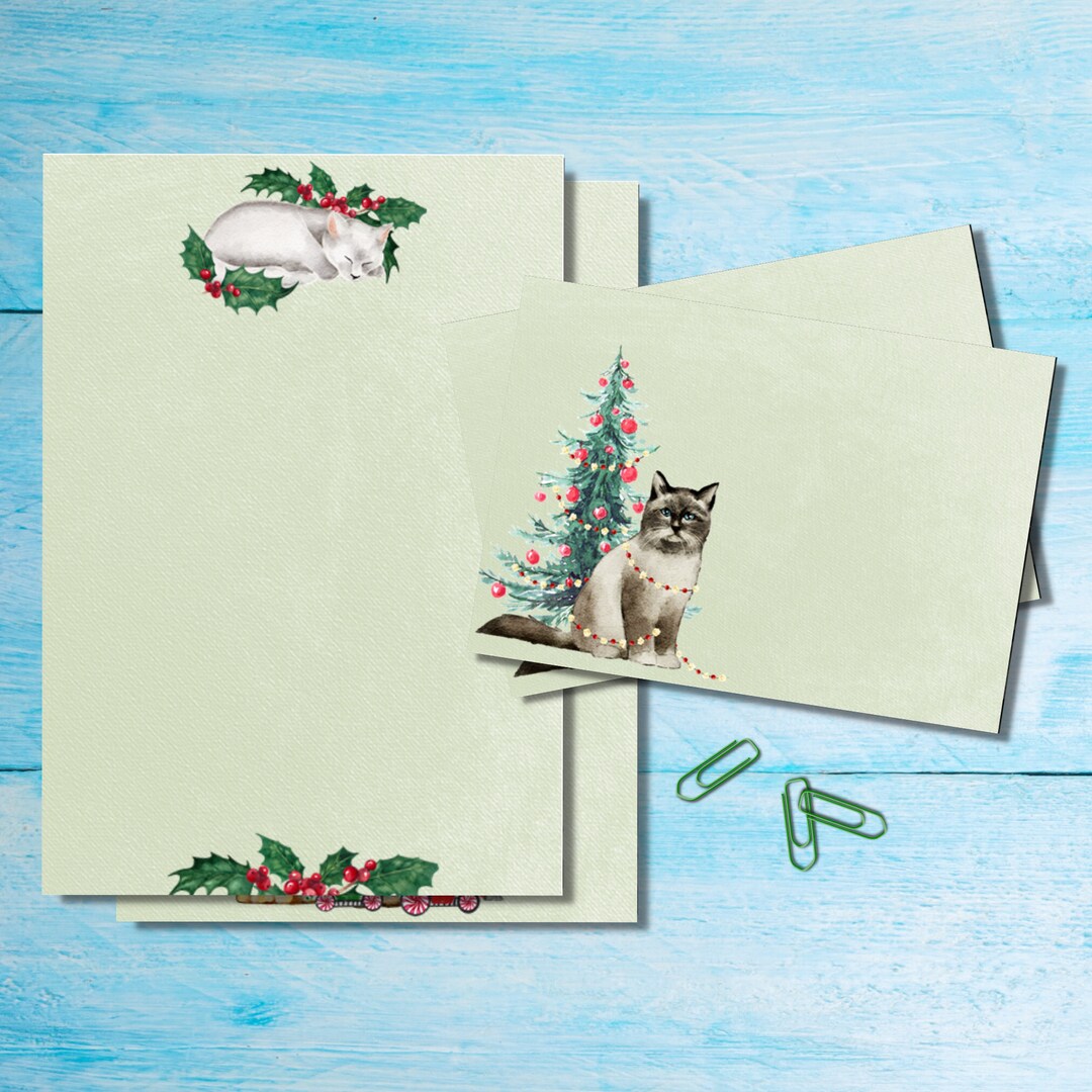Festive Cats A5 Letter Writing Penpal Stationery Set, Snail Mail ...