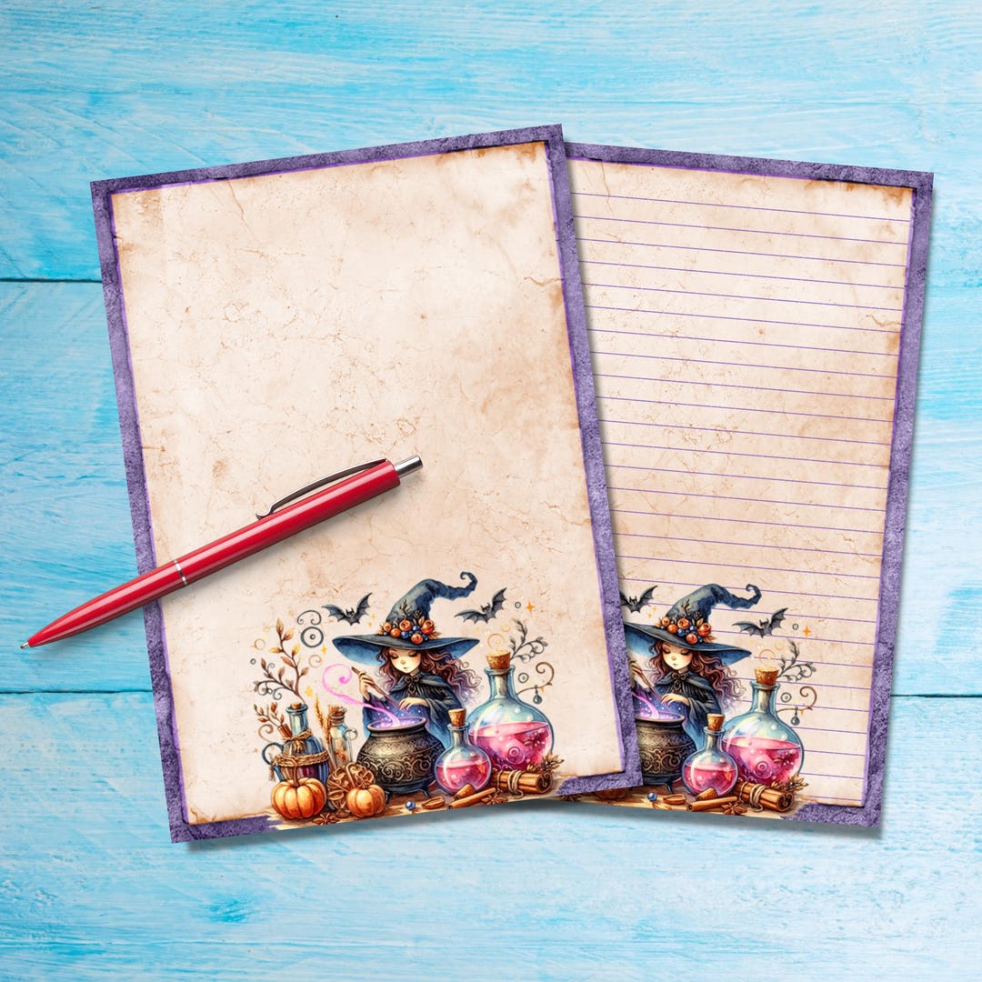 Hocus Pocus A5 Letter Writing Paper, Pen Pal Supplies, Stationery Lined ...