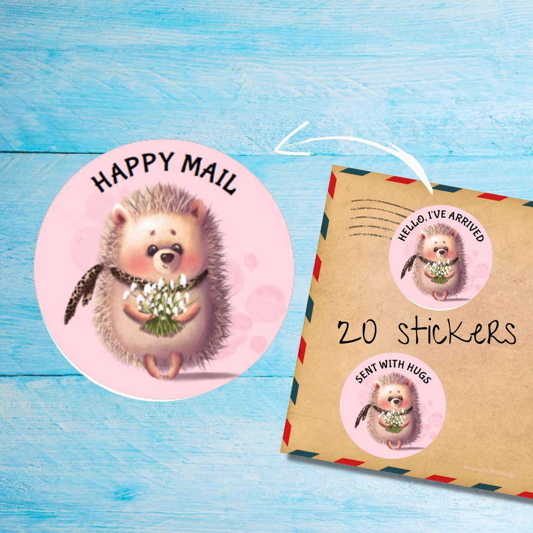 Pink Hedgehog Stickers, Pack of 20 Individually Cut Round Matte, Cute ...