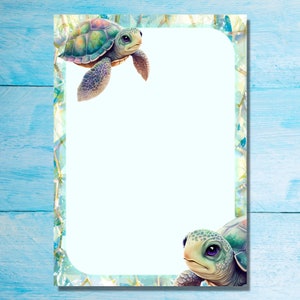 Sea Turtle A5 Letter Writing Paper, Pen Pal Supplies, Stationery Lined ...
