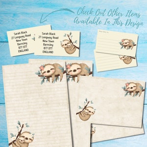 Sloth A5 Letter Writing Stationery Set, Cute Penpal Supplies, Snail ...