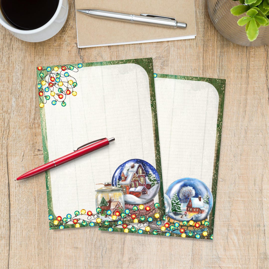Snow Globes A5 Letter Writing Paper, Pen Pal Supplies, Stationery Lined ...