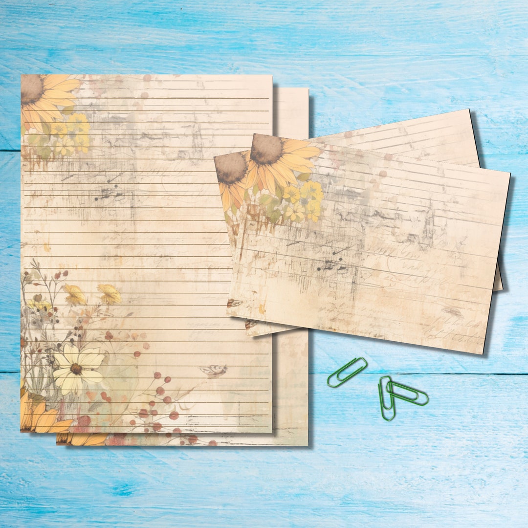Faded Flowers Stationery Set, A5 Letter Writing Paper With Matching ...