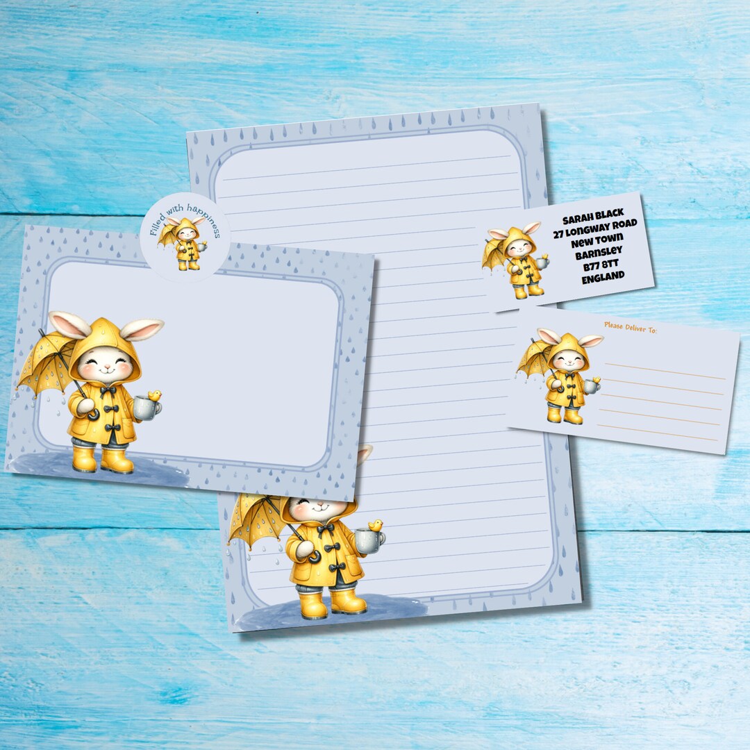 Puddles Matching Penpal / Snail Mail Letter Kit, A5 Writing Paper ...