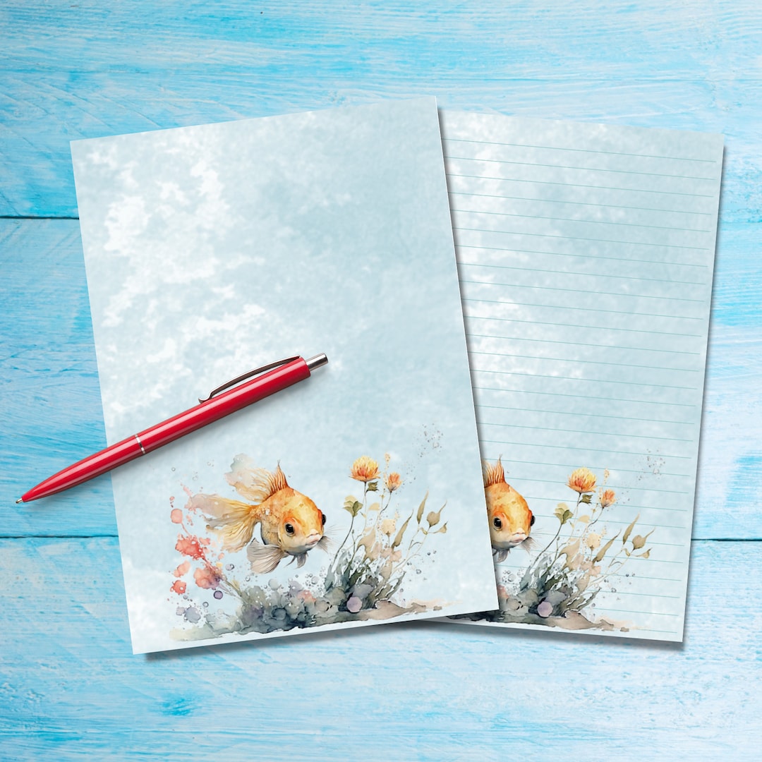 Goldfish A5 Letter Writing Paper, Pen Pal Supplies, Stationery Lined or ...