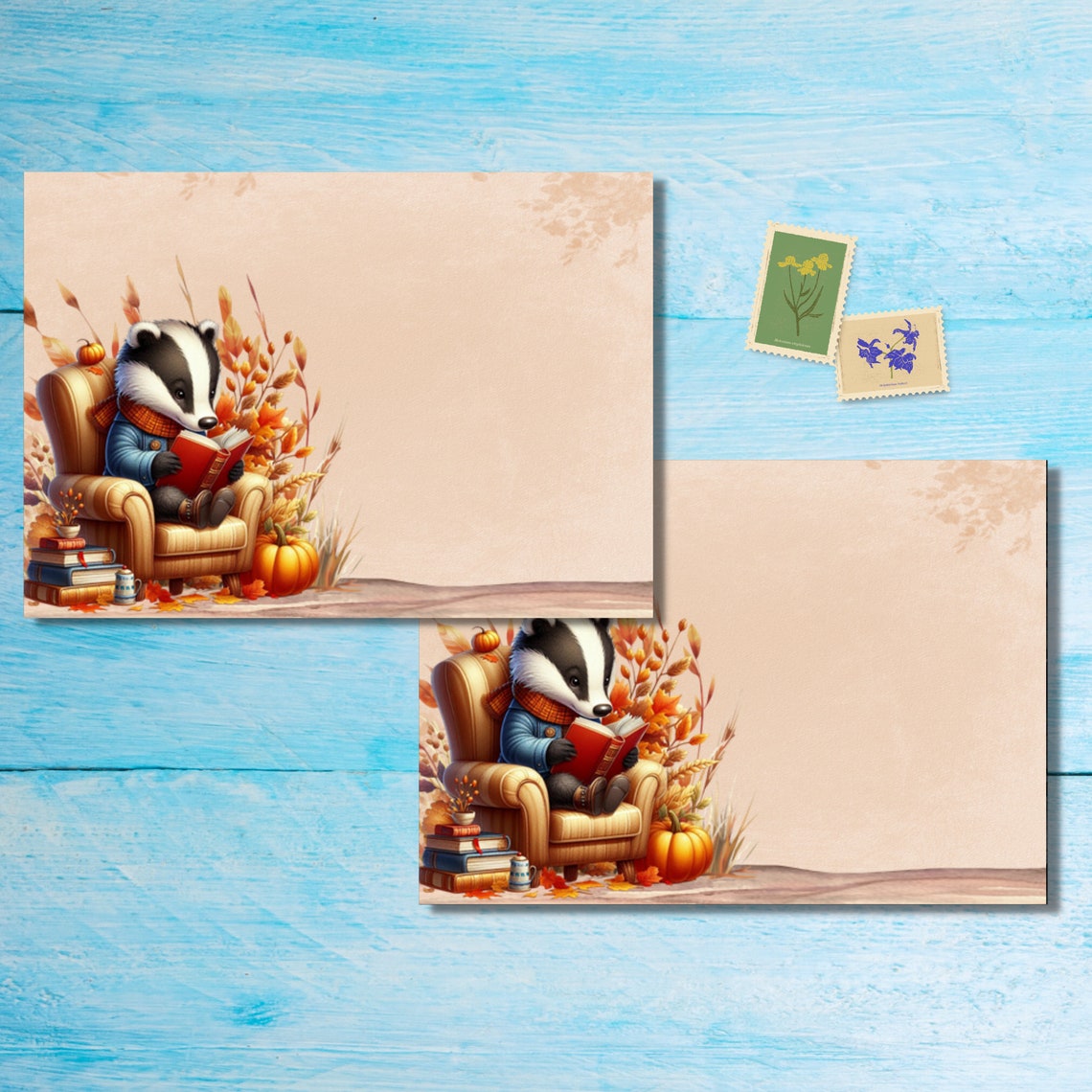 Cozy Badger Stationery Set, A5 Letter Writing Paper and Matching ...