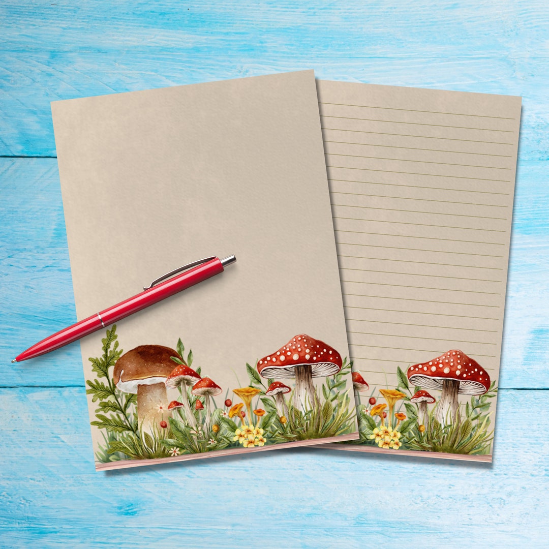 Papel para escribir cartas Mushroom Meadow A5, suministros de papelería ...