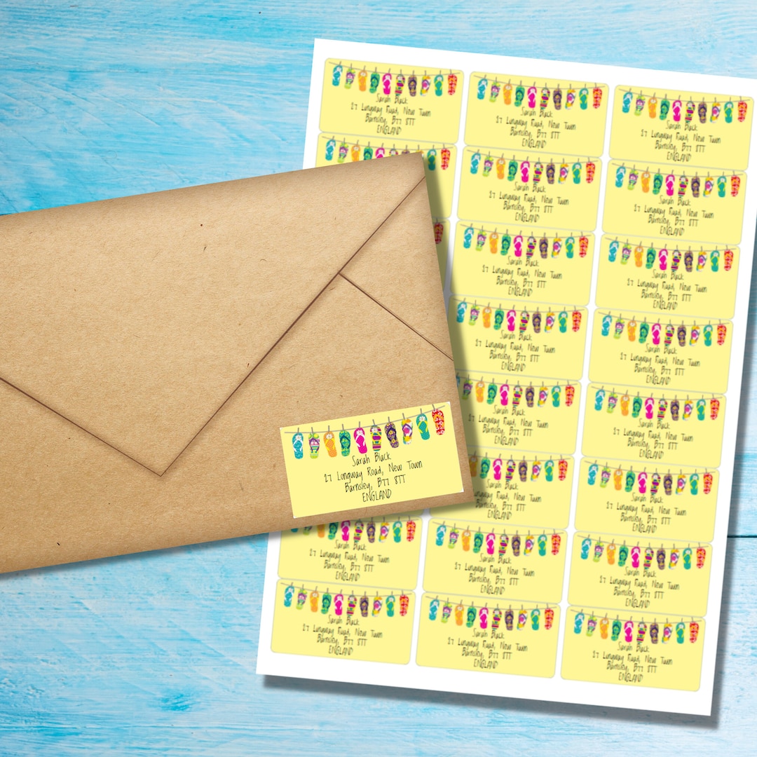Flip Flops 2 Self Adhesive Return Address Labels, 24 Labels per Sheet ...