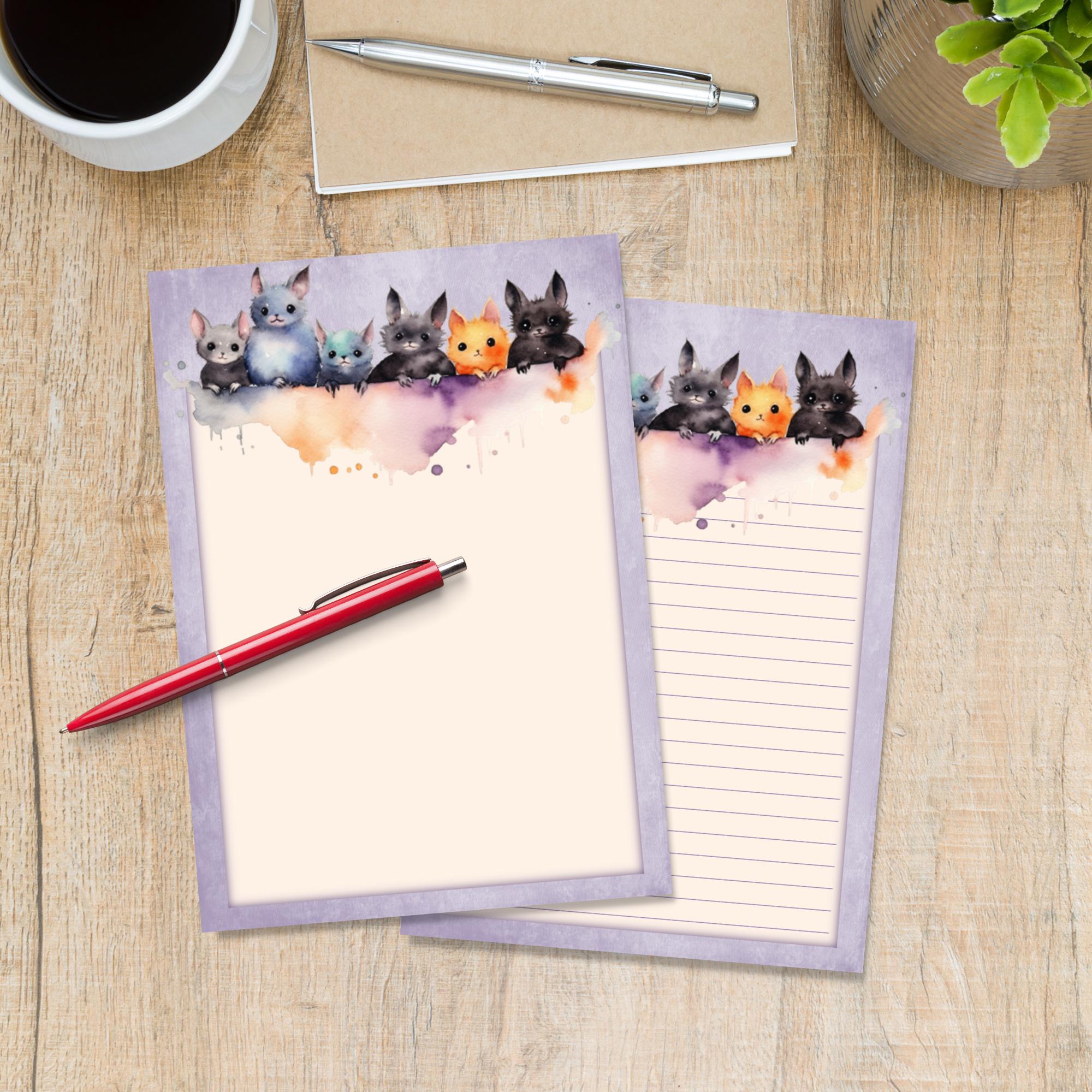 Bat Line-up A5 Letter Writing Paper, Pen Pal Supplies, Stationery Lined ...