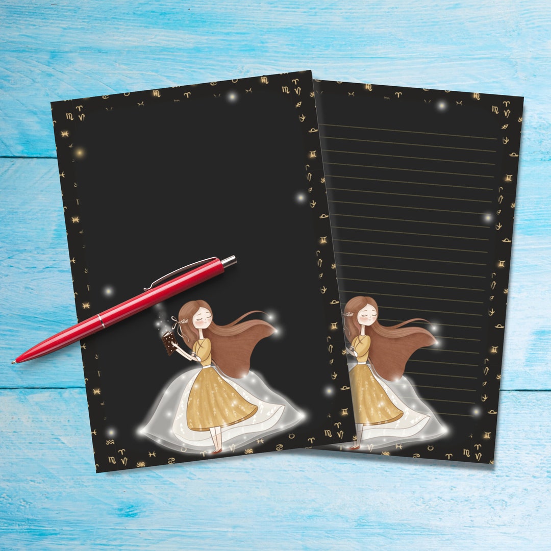 Magic Girl A5 Letter Writing Paper, Dark Stationery Single Sheets ...