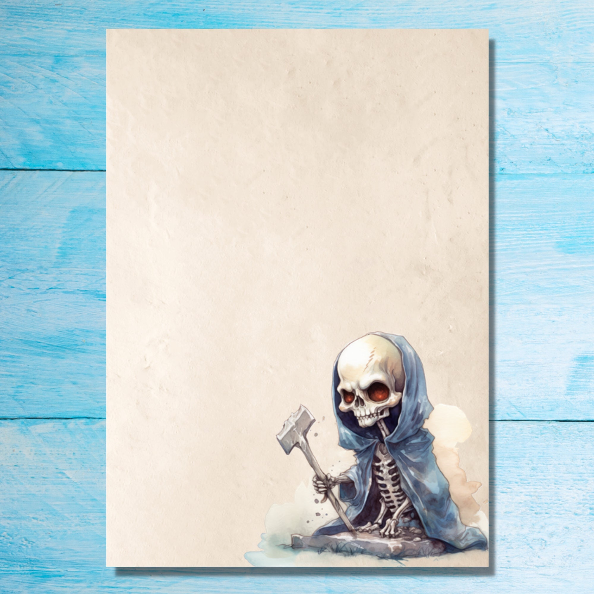 Death Skeleton A5 Letter Writing Paper, Pen Pal Supplies, Stationery ...