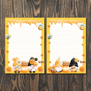 Honey Bee Gnome A5 Letter Writing Paper, Penpal Supplies, Cute Kawaii ...