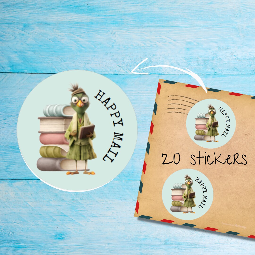 Librarian Stickers Pack, Cute Individually Cut Round Matte Happy Mail ...