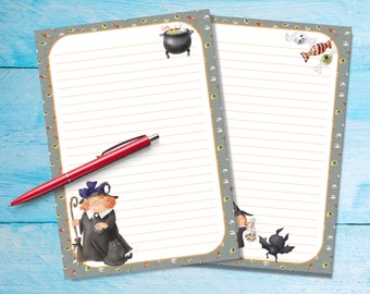 Halloween Witch and Spooky Haunted House Stationery Writing - Etsy