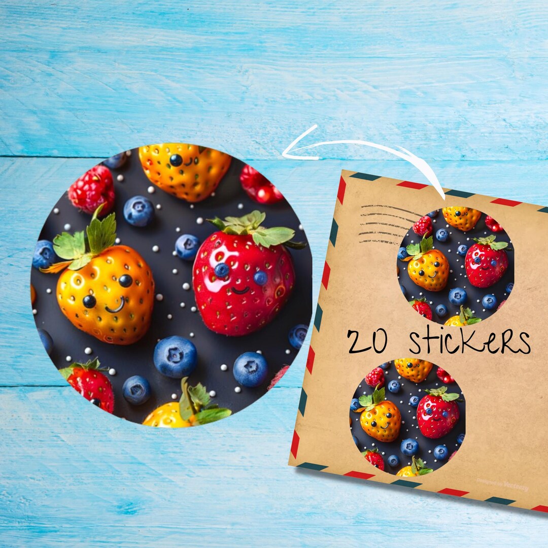 Fruity Stickers Pack, Cute Individually Cut Round Matte Happy Mail ...