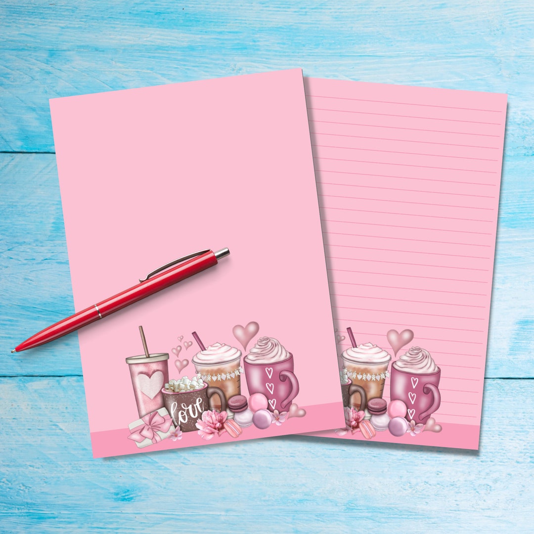 Love Coffee A5 Letter Writing Paper, Pen Pal Supplies, Stationery Lined ...