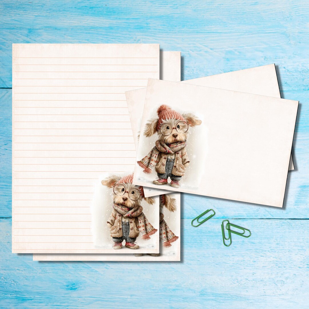 Whimsy Dog A5 Letter Writing Set, Winter Pen Pal Stationery Supplies ...