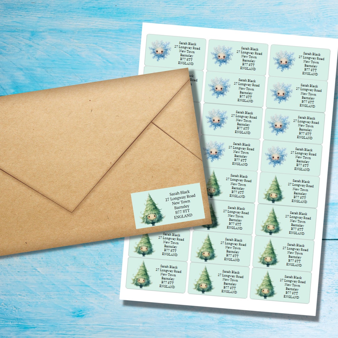 Kawaii Winter Self Adhesive Return Address Labels, 24 Labels per Sheet ...