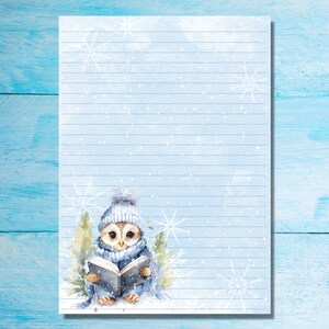 Winter Owl A5 Letter Writing Paper, Pen Pal Supplies, Stationery Lined ...