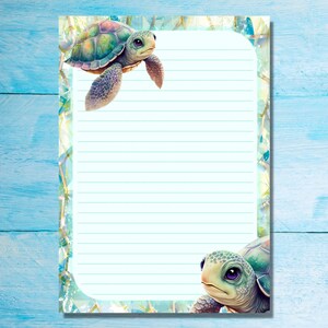 Sea Turtle A5 Letter Writing Paper, Pen Pal Supplies, Stationery Lined ...