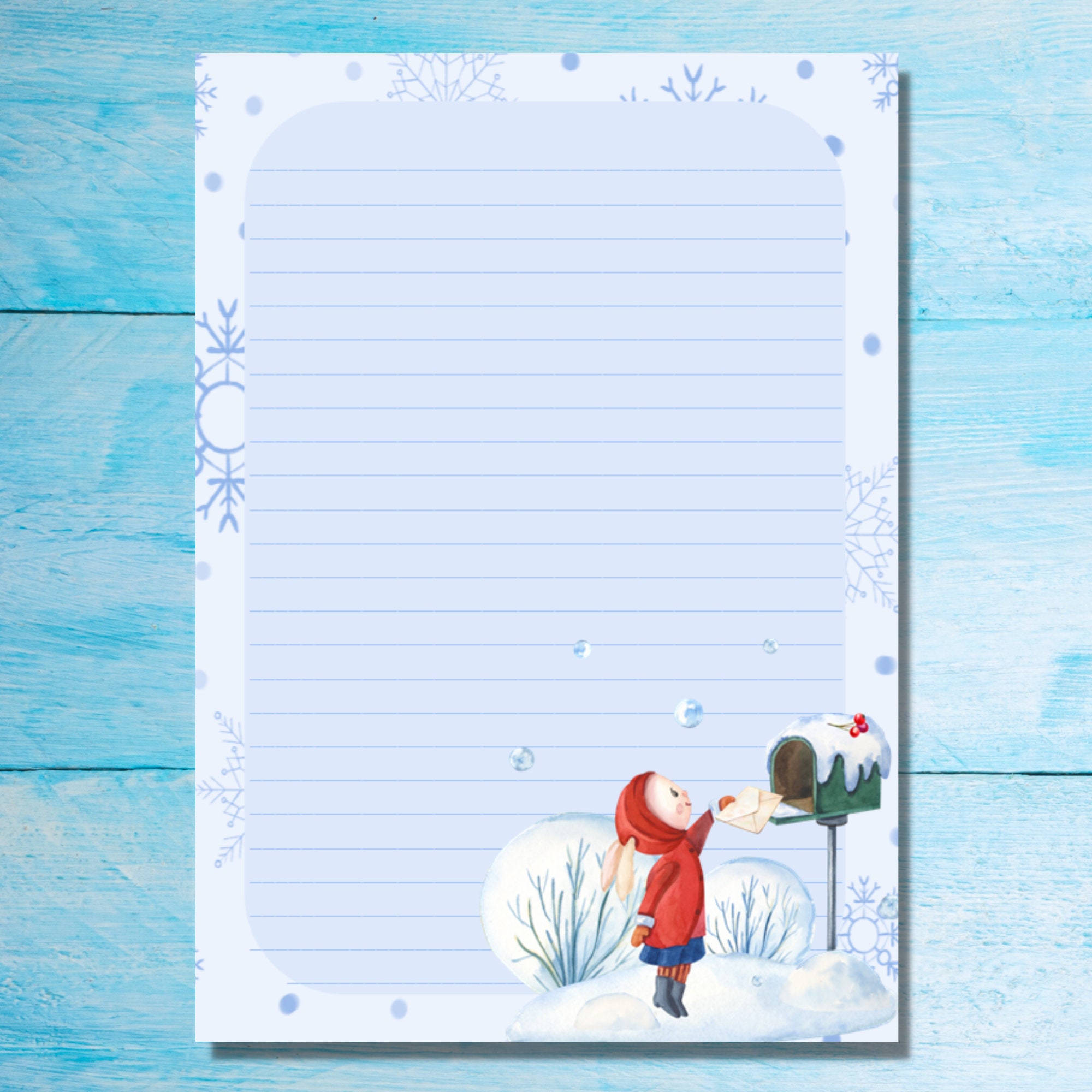 Winter Mail A5 Letter Writing Paper, Pen Pal Supplies, Stationery Lined ...