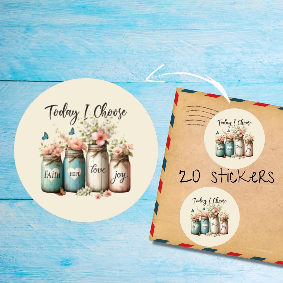 Today I Choose Stickers Pack, Cute Individually Cut Round Matte Happy ...