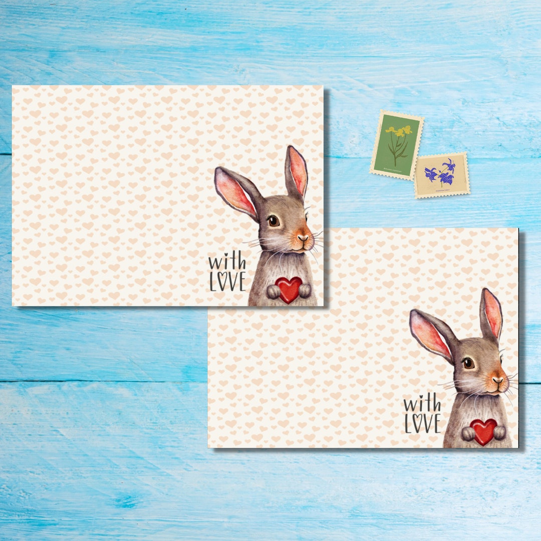 Rabbit With Love Envelopes Pack of 5 or 10, Happy Mail Envelopes for ...
