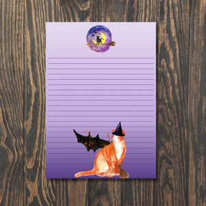 Halloween Cat A5 Letter Writing Paper, Lined or Unlined Notepaper ...