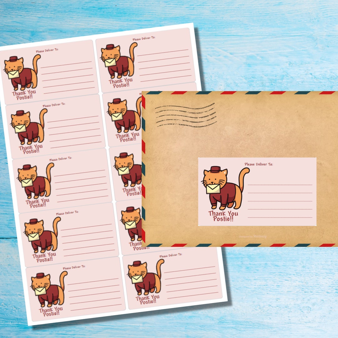 Cat Postie Self Adhesive Please Deliver To.. Labels, 10 Labels per ...