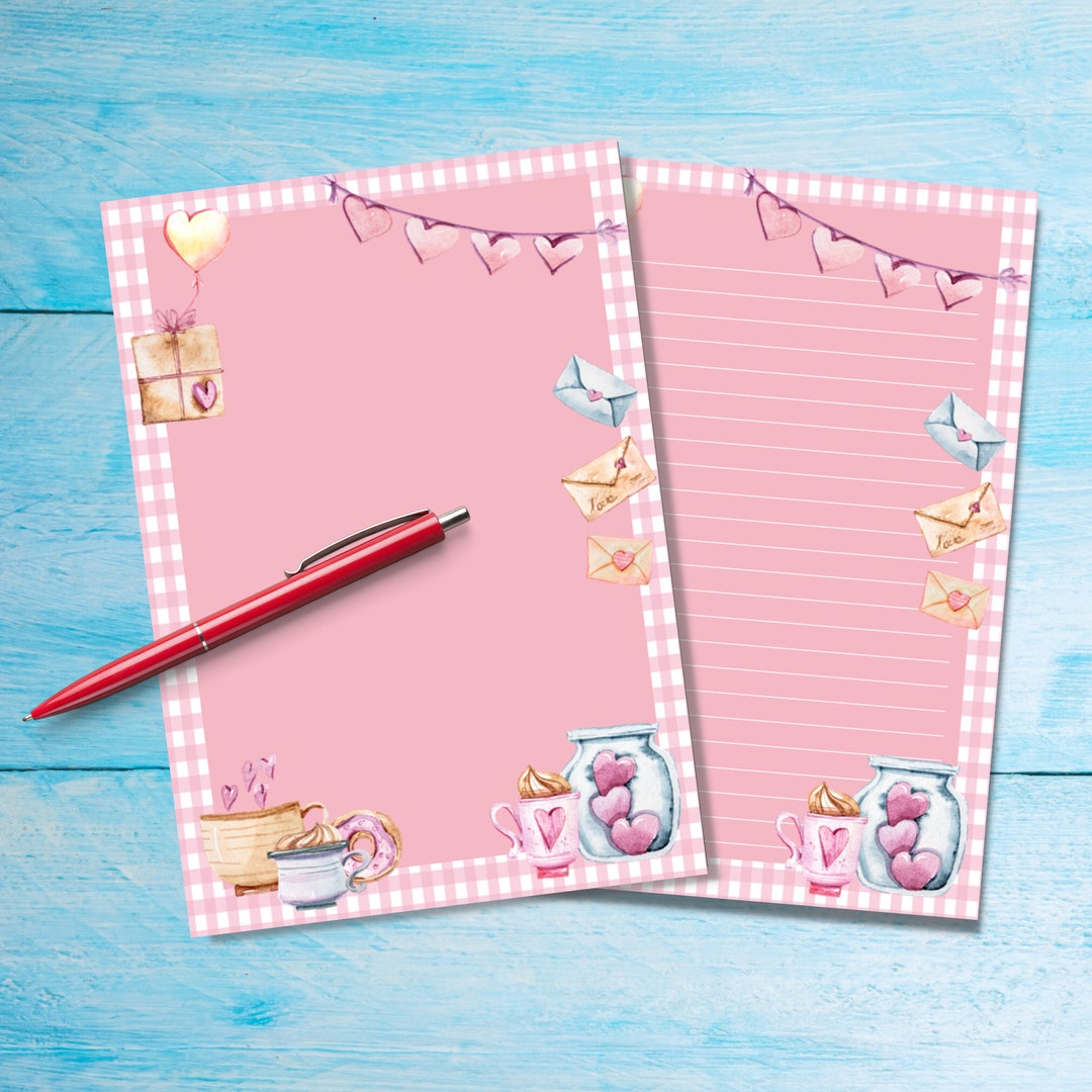 Tea Party A5 Letter Writing Paper, Pen Pal Supplies, Stationery Lined ...