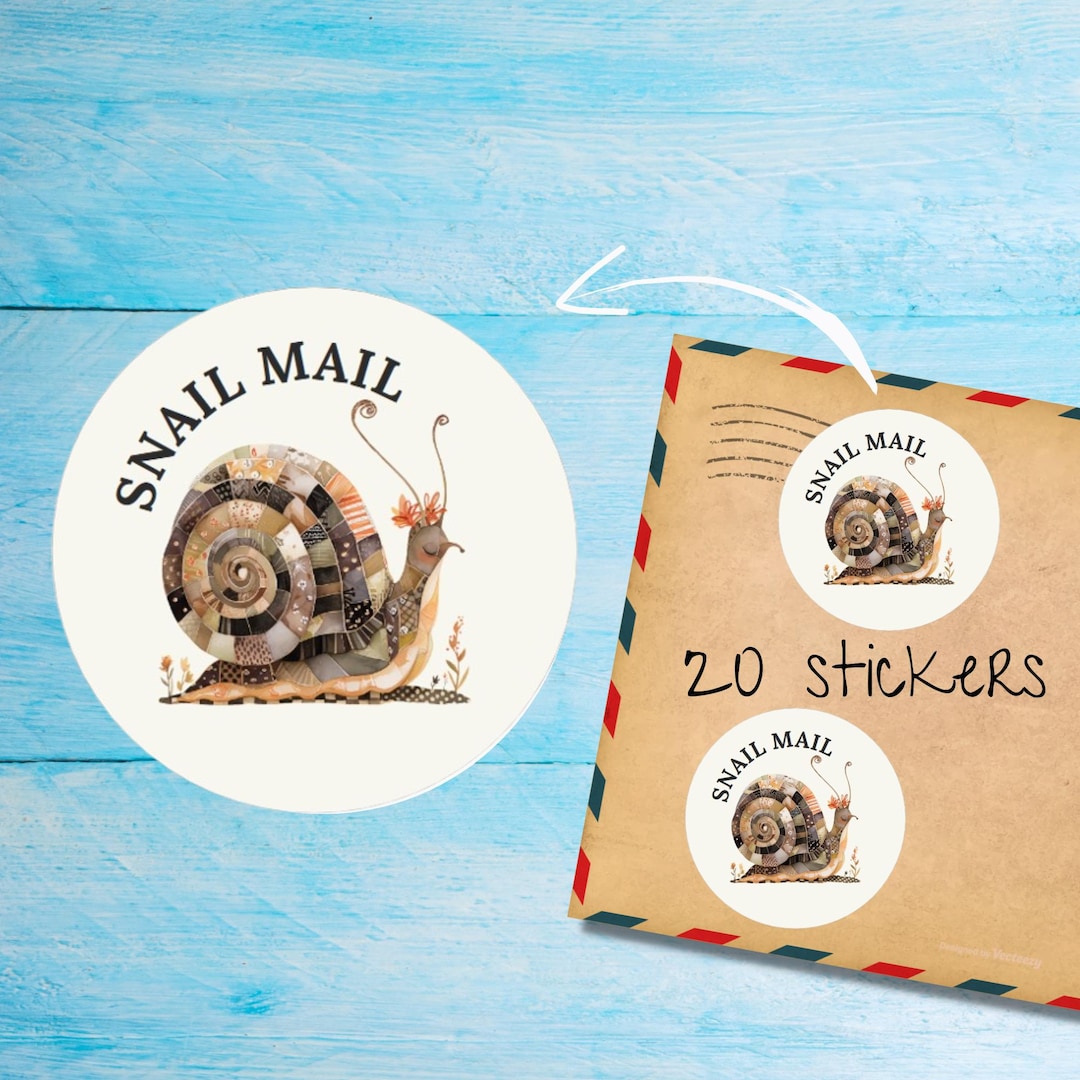 Patchwork Snail Stickers, Pack of 20 Individually Cut Round Matte, Cute ...