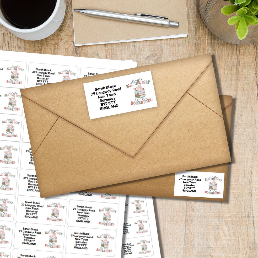 Jingle to the Bookstore Return Address Labels, 24 or 40 Self Adhesive ...