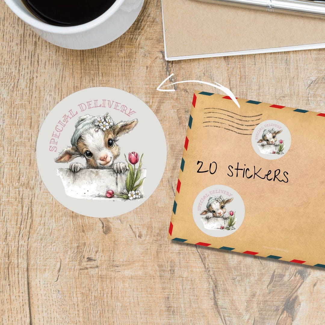 Peeking Goat Sticker Pack, Round Matte Die Cut Stickers for Pen Pals ...