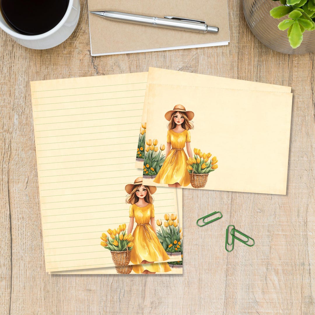 Tulip Picking Stationery Set, A5 Letter Writing Paper With Matching ...