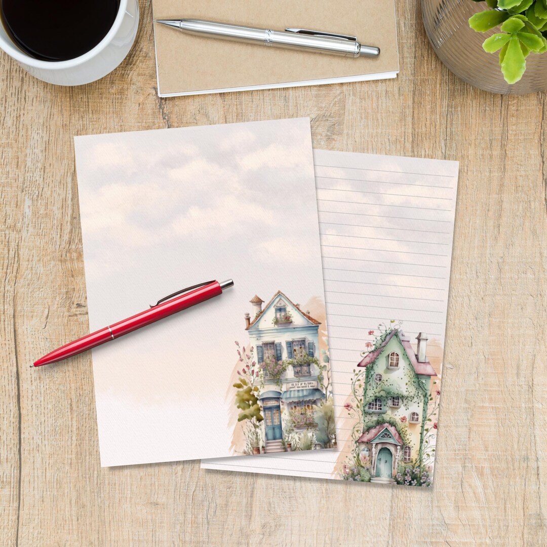 Tall Houses A5 Letter Writing Paper, Pen Pal Supplies, Stationery Lined ...