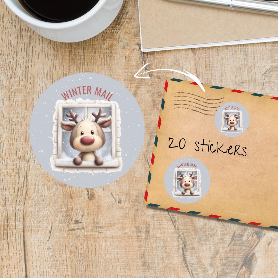 Window Wintery View Stickers Pack, Cute Individually Cut Round Matte ...