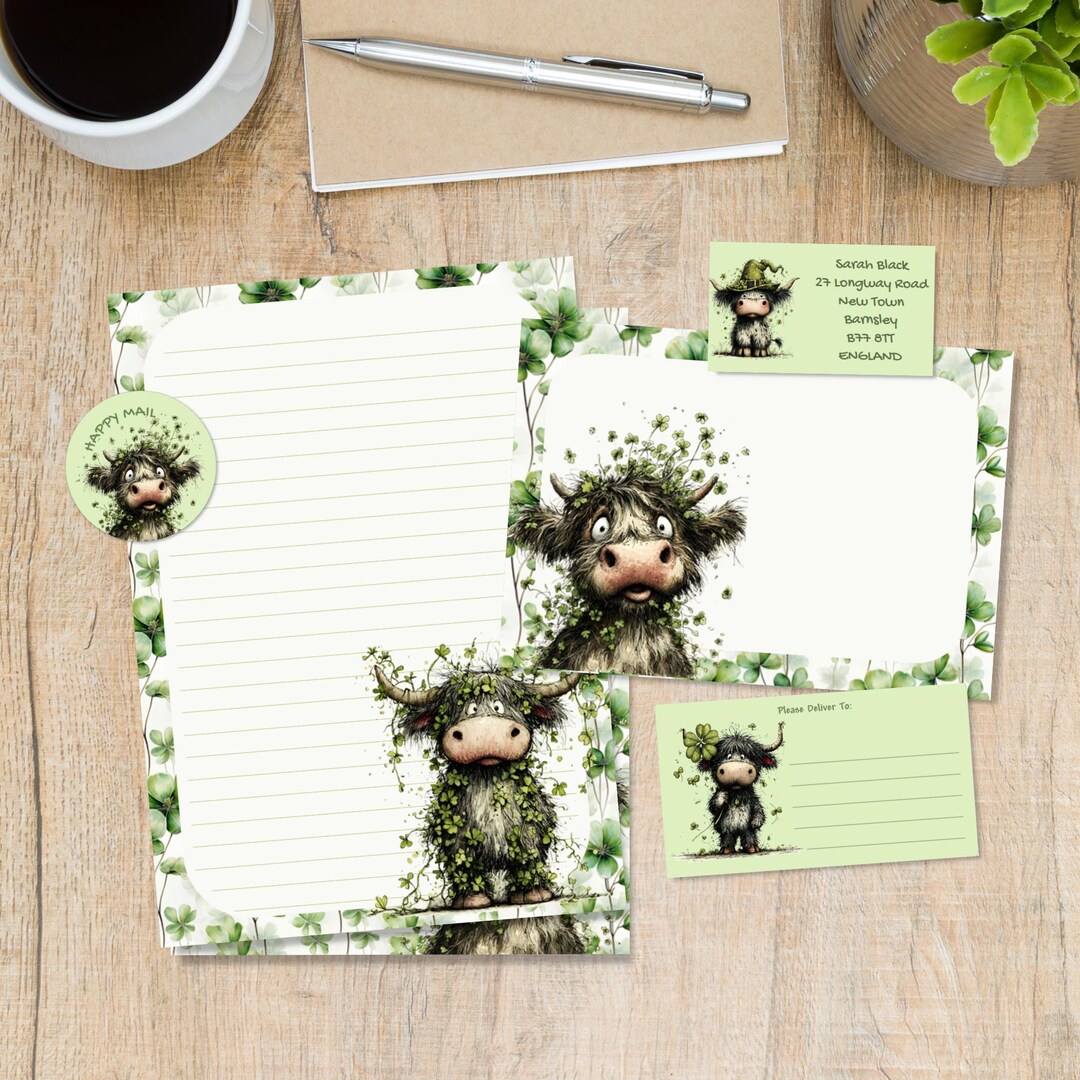 Clover Cows Letter Writing Kit, Matching Pen Pal Stationery Mail Set - Etsy