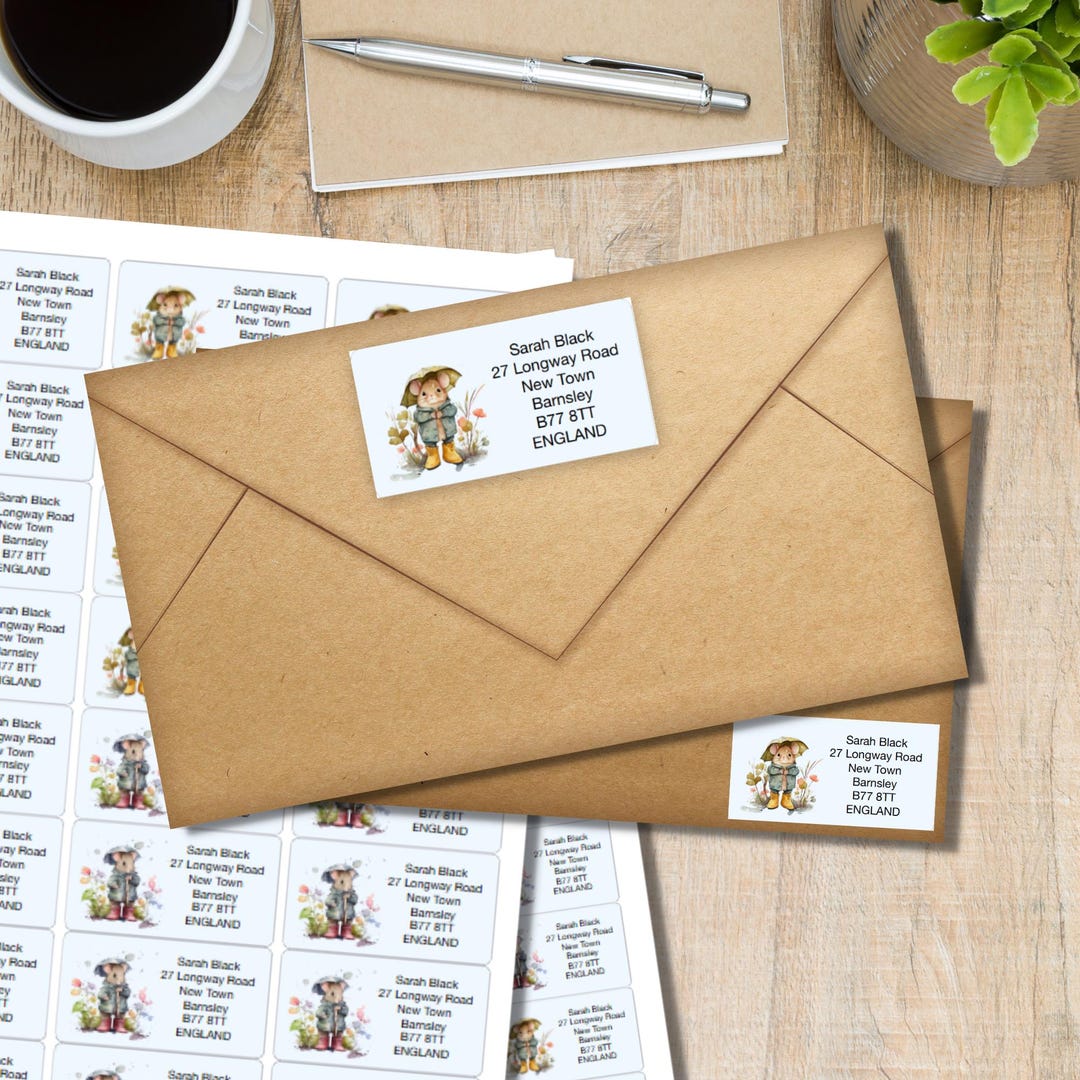 April Showers Return Address Labels, 24 or 40 Self Adhesive Labels per ...