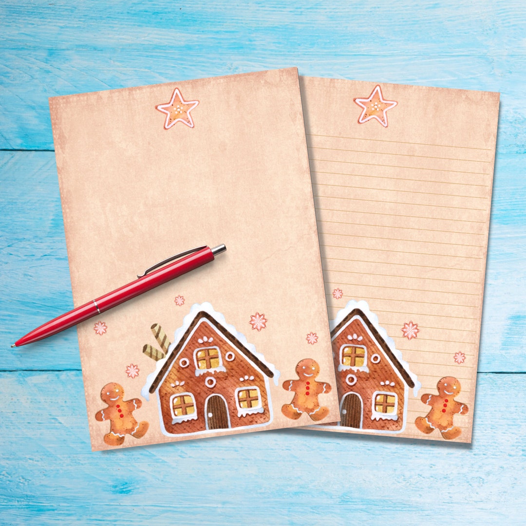 Gingerbread A5 Letter Writing Paper, Pen Pal Supplies, Stationery Lined ...