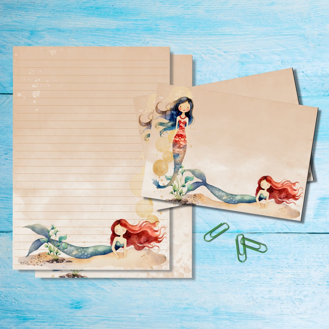 Mermaids A5 Letter Writing Stationery Set With Matching Envelopes, Cute ...