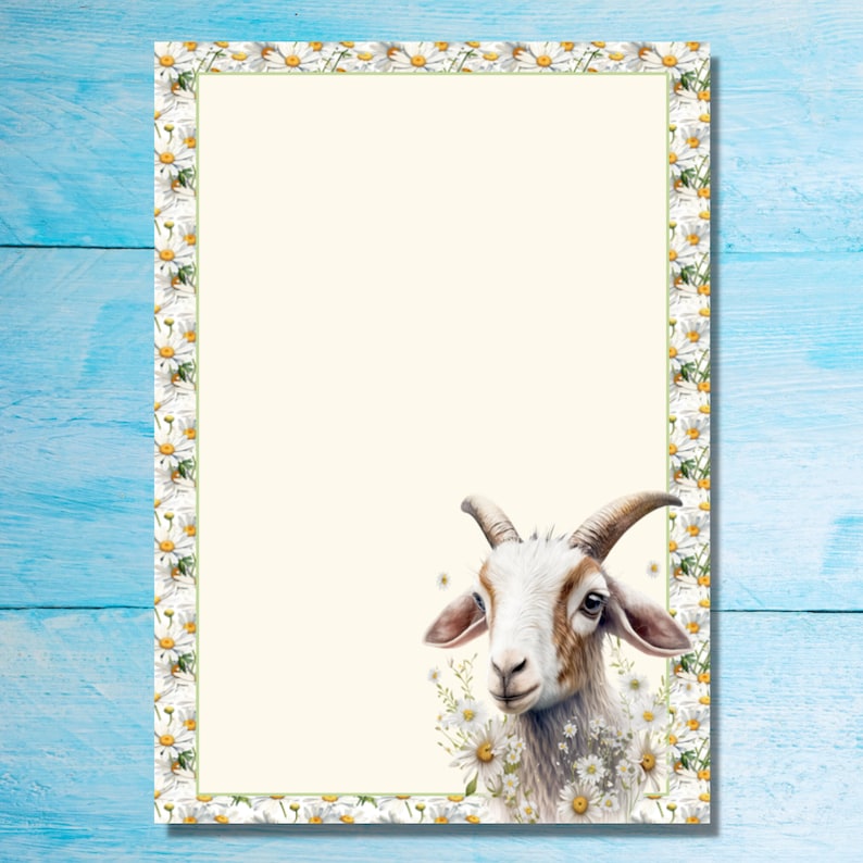 Daisy Goat A5 Letter Writing Paper, Cute Floral Stationery Lined or ...