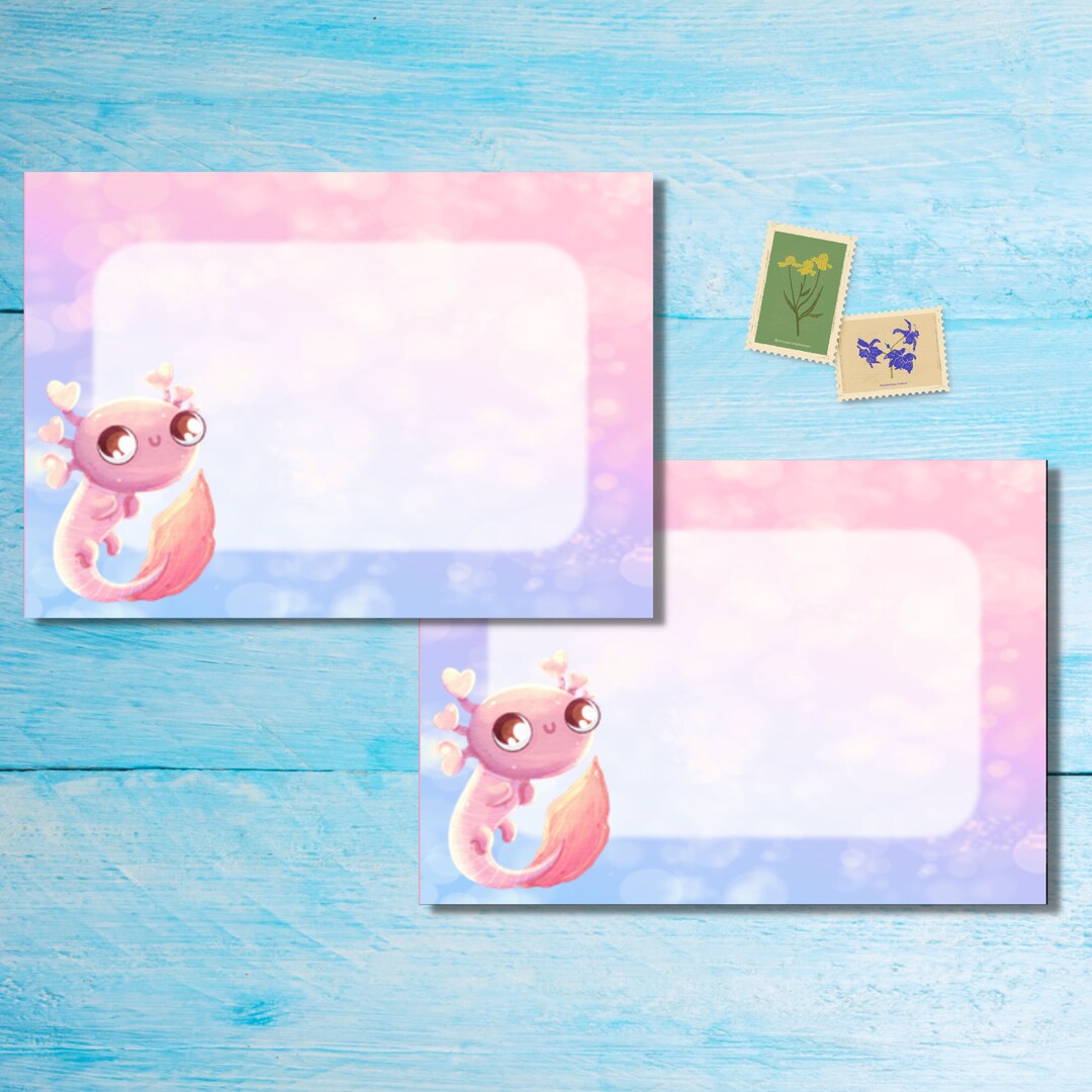 Axolotls Envelopes Envelopes Pack of 5 or 10, Happy Mail Envelopes for ...